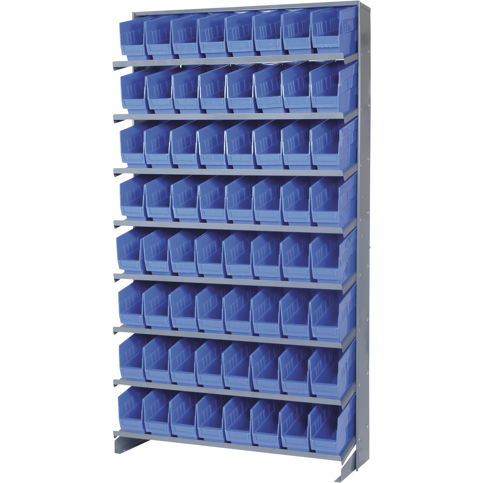 Quantum Store-More Pick Rack Shelf with Bins — 36in.W x 12in.D x 60in.H, Includes 64 11 5/8in.L ...